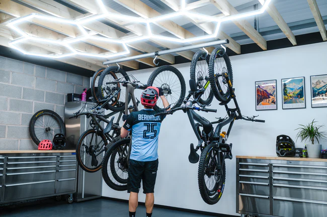 Stashed SpaceRail Ceiling Bike Storage System (8 Bike Hooks - 2 Rail ...